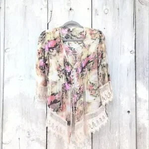 Adiva | Tops | Adiva Fairy Boho Romantic Delicate Crochet Lace Button ...